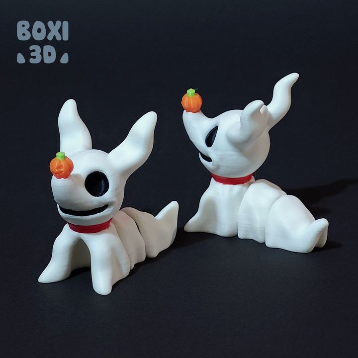 3D Printable Little Zero the Ghost Dog - flexi - articulated - cute ...