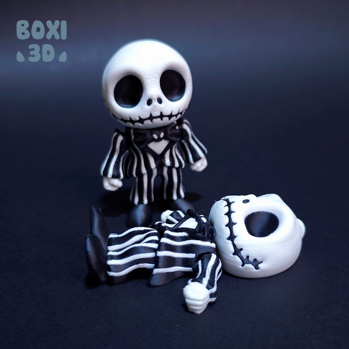 3D Printable Jack Skellington - flexi - articulated - cute - STL file ...