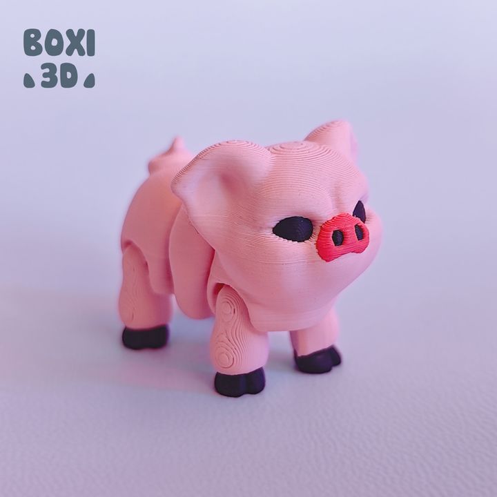3D Printable Pig - flexi - articulated - cute - STL file for 3D ...