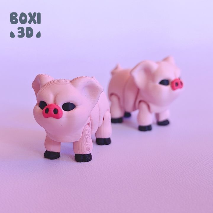 3D Printable Pig - flexi - articulated - cute - STL file for 3D ...