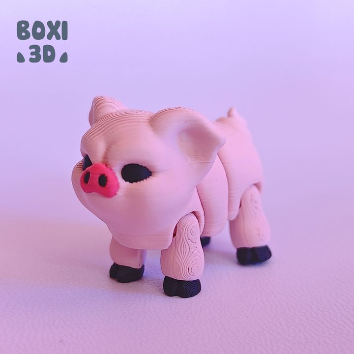 3D Printable Pig - flexi - articulated - cute - STL file for 3D ...