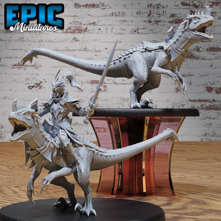 3D Printable Dark Elf Raptor Rider Set / Elven Dinosaur Mount Warrior ...