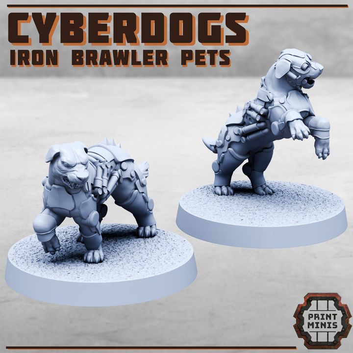 3D Printable Cyberdogs - Iron Brawlers pets by Print Minis