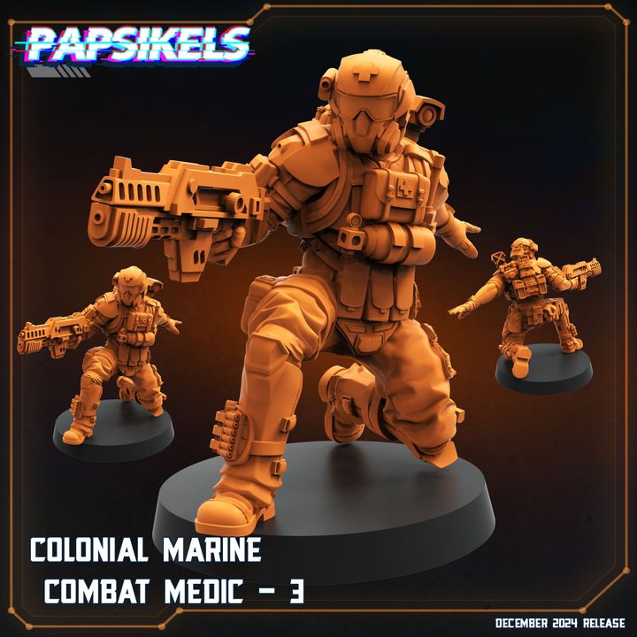 3D Printable COLONIAL MARINE COMBAT MEDIC KILL TEAM by PAPSIKELS MINIATURES