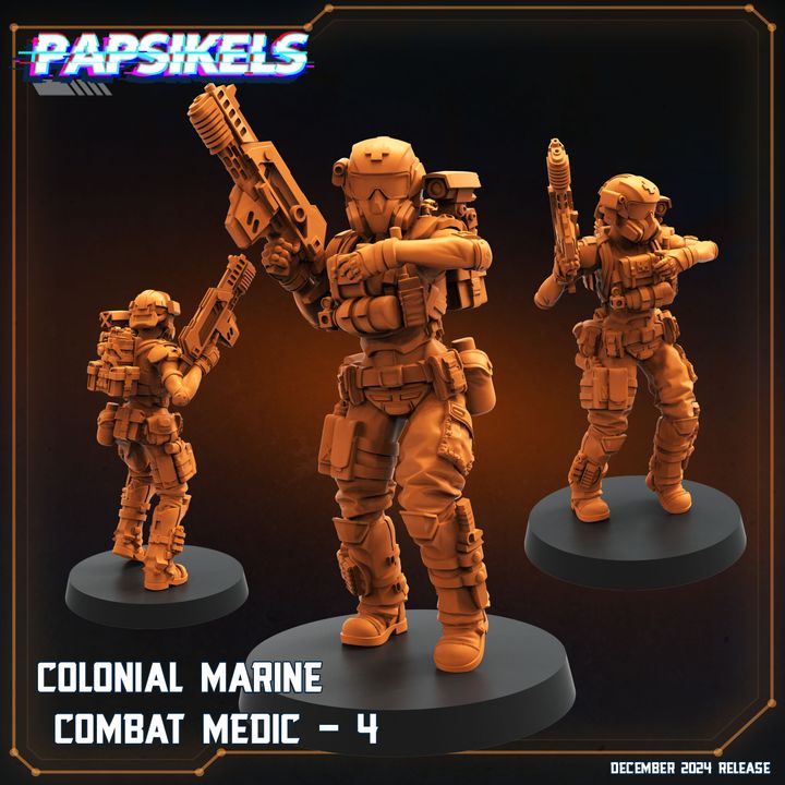 3D Printable COLONIAL MARINE COMBAT MEDIC KILL TEAM by PAPSIKELS MINIATURES