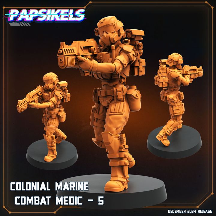 3D Printable COLONIAL MARINE COMBAT MEDIC KILL TEAM by PAPSIKELS MINIATURES