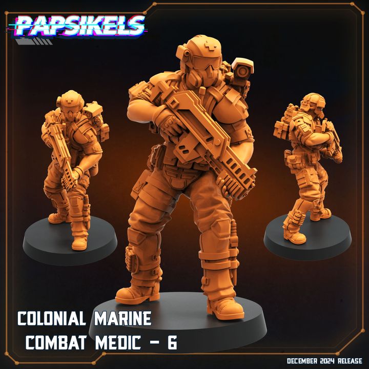 3D Printable COLONIAL MARINE COMBAT MEDIC KILL TEAM by PAPSIKELS MINIATURES