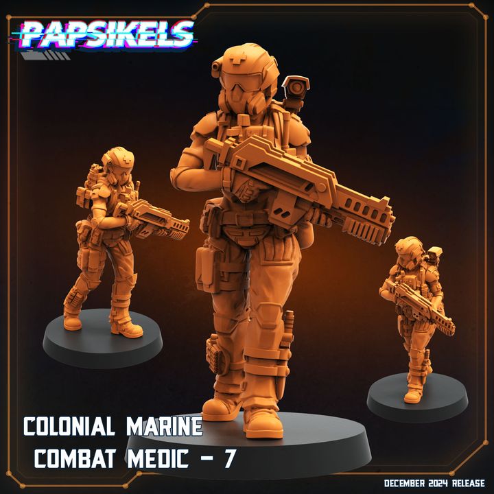 3D Printable COLONIAL MARINE COMBAT MEDIC KILL TEAM by PAPSIKELS MINIATURES
