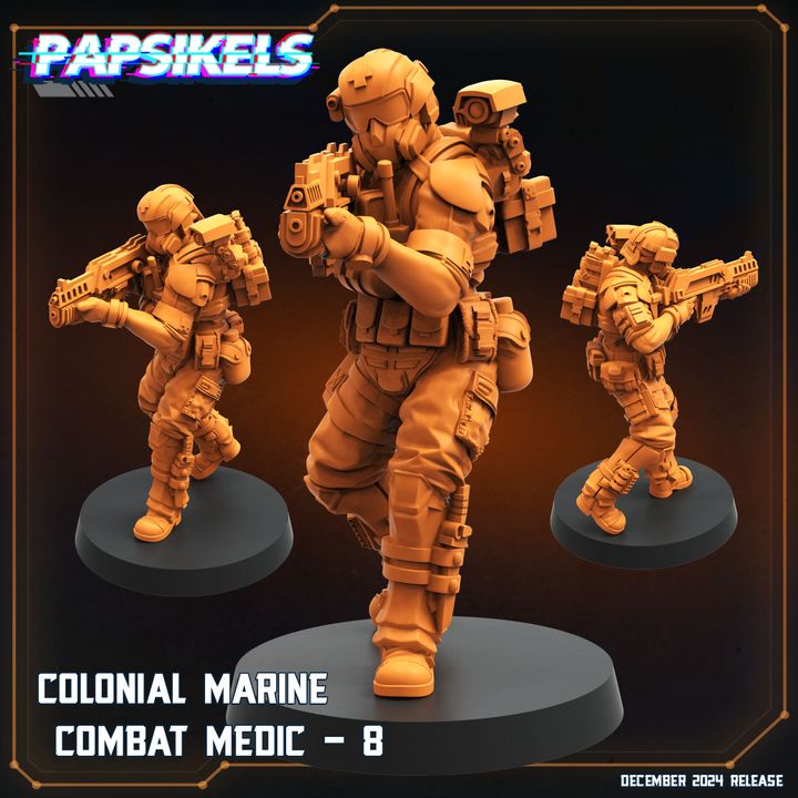 3D Printable COLONIAL MARINE COMBAT MEDIC KILL TEAM by PAPSIKELS MINIATURES