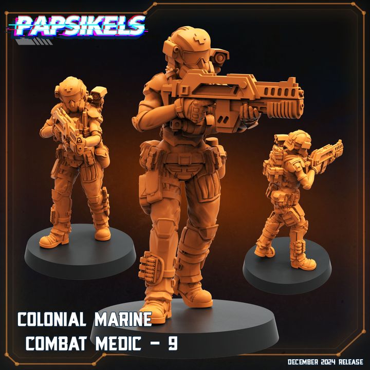 3D Printable COLONIAL MARINE COMBAT MEDIC KILL TEAM by PAPSIKELS MINIATURES