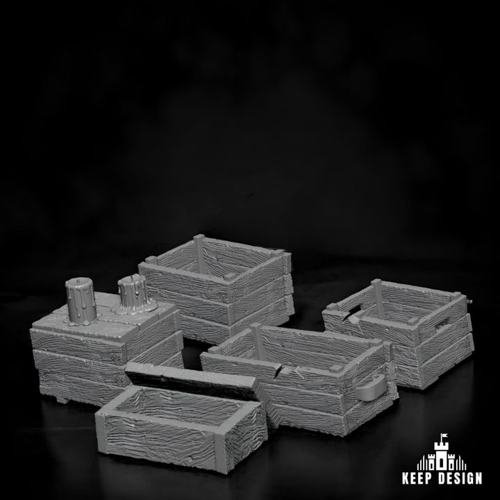 3D Printable Wooden Crates Set 2 by Keep Design