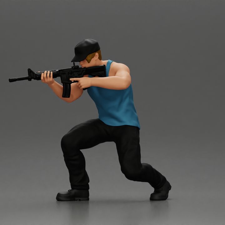 3D Printable Armed Man Takes Defensive Stance During High-Stakes ...