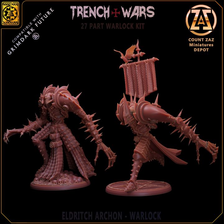 3D Printable The Eldritch Archon - Warlock of Goetic Incantation - ( TRENCH CRUSADE ) Edit Arm ...