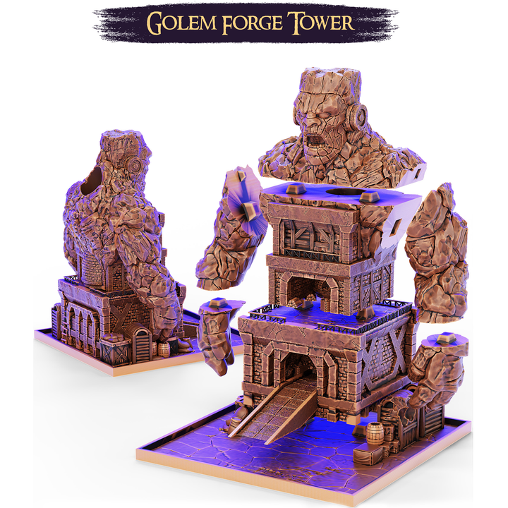 3D Printable Construct Forge Dice Tower by Mystic Makers Miniatures