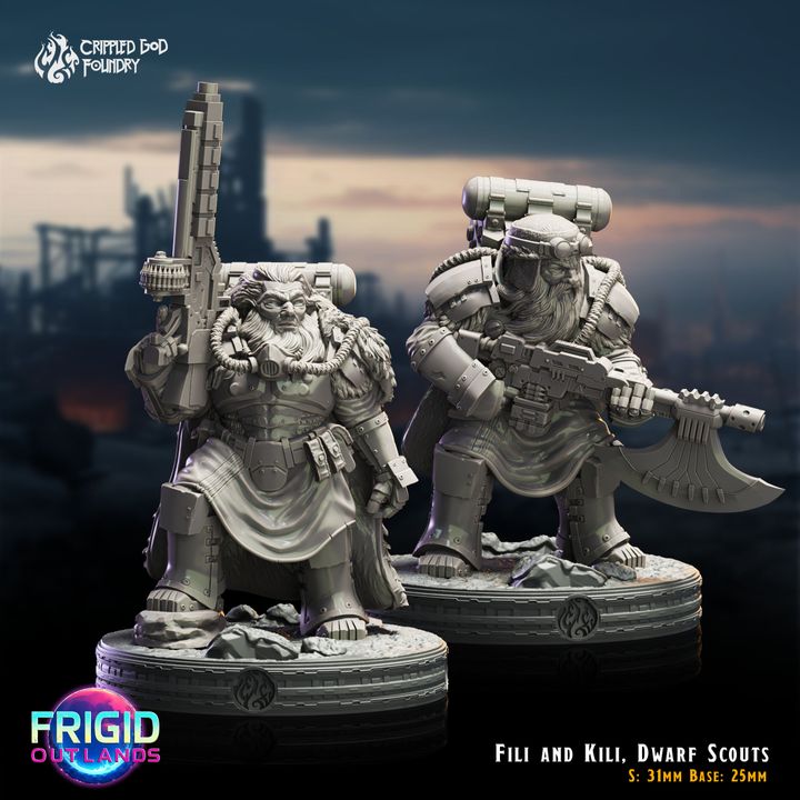 3D Printable Fili and Kili, Dwarf Scouts by Crippled God Foundry