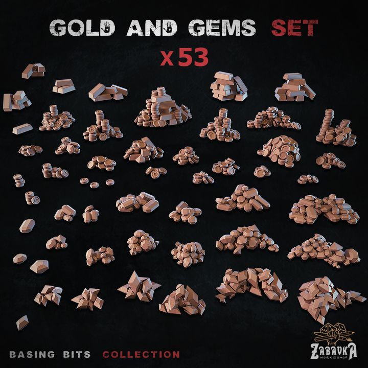 3D Printable Gold & Gems - Basing Bits by Zabavka Workshop