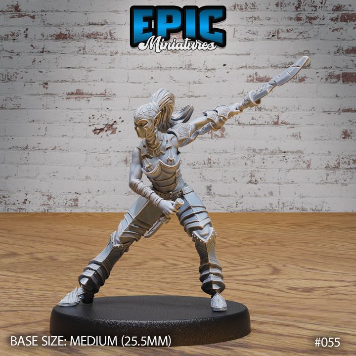 3D Printable Dark Elf Gladiator Female Attack / Elven Fighter / Elvish ...