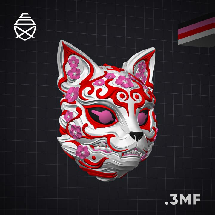 3D Printable Kitsune Wall Mask by PipeCox