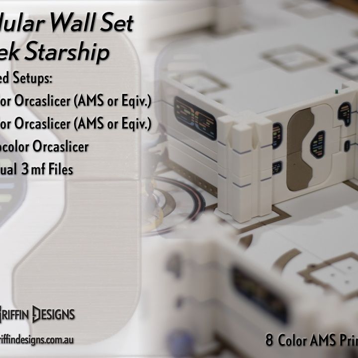 3D Printable Modular Wall Set - Sleek Starship by Griffin Designs