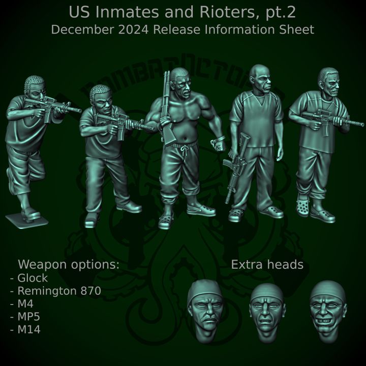 3D Printable Patreon pack 40 - December 2024 - US Inmates and rioters ...