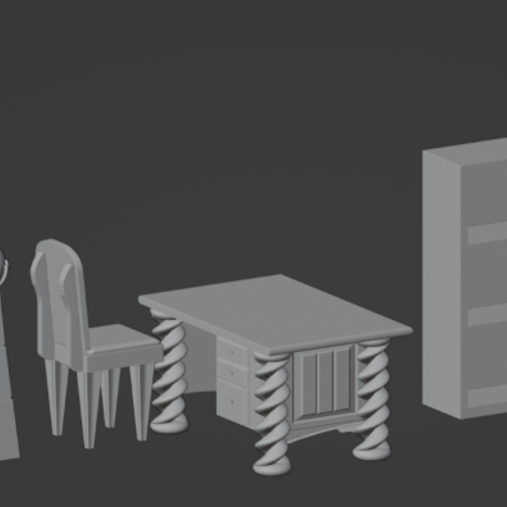 3D Printable Fantasy Wizard Room Furniture Set by Michael Crossman