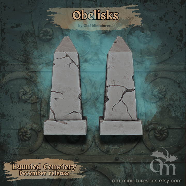 3D Printable Obelisks by Olaf Miniatures Bits