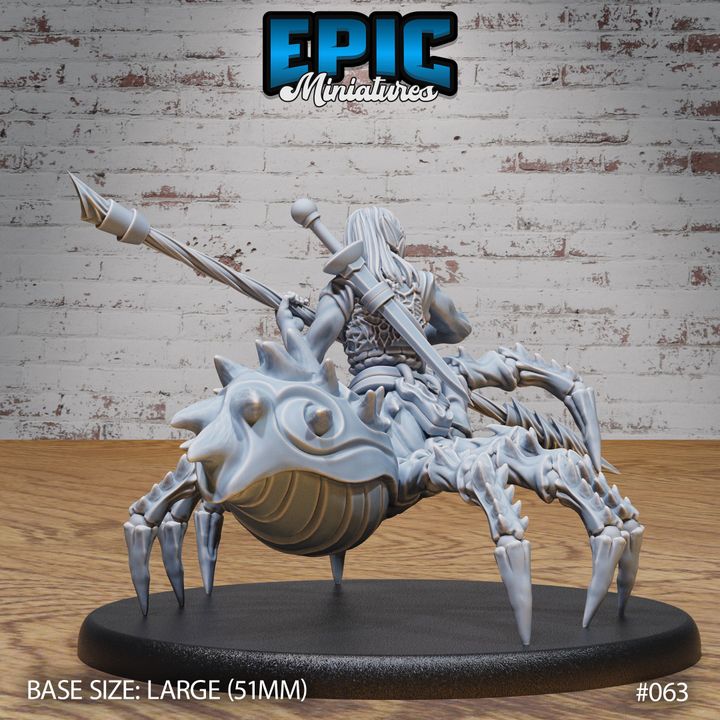 3D Printable Drider Folk Spearman / Dark Elf Spider Warrior / Drow Lich ...