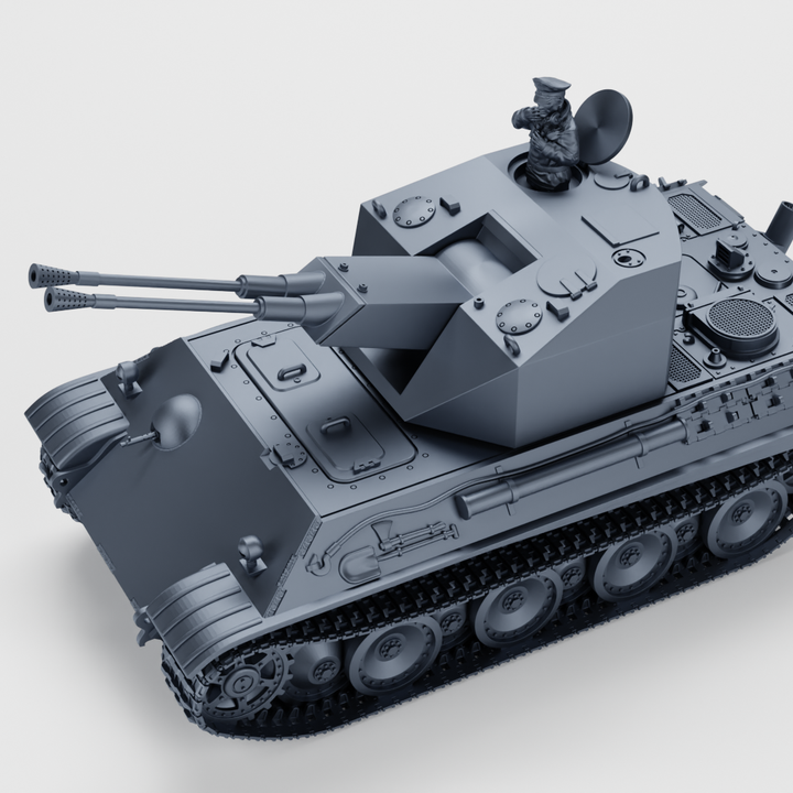 3D Printable Flakpanzer V "Coelian" + 3 Tankmen (Germany, WW2) by Wargame3d