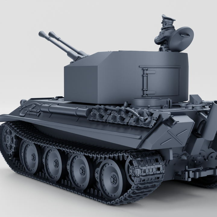 3D Printable Flakpanzer V "Coelian" + 3 Tankmen (Germany, WW2) by Wargame3d