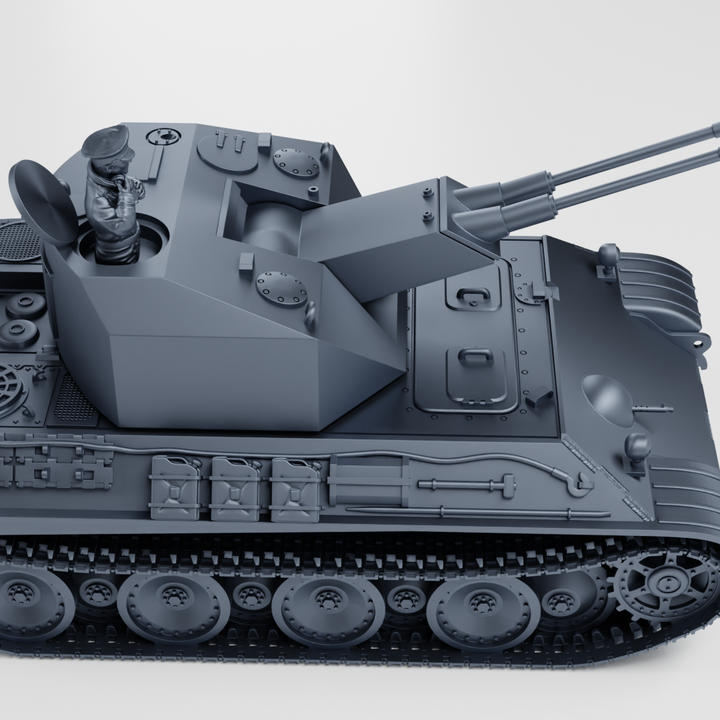 3D Printable Flakpanzer V "Coelian" + 3 Tankmen (Germany, WW2) by Wargame3d