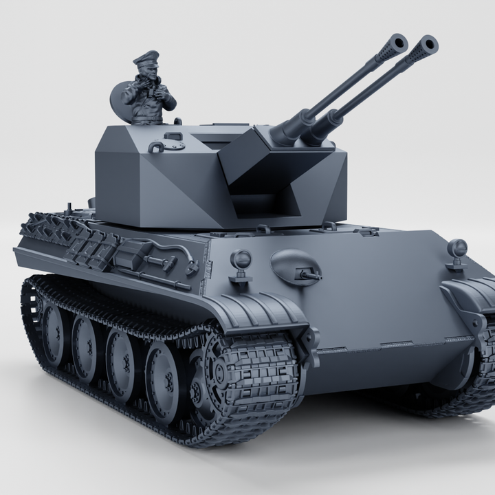 3D Printable Flakpanzer V "Coelian" + 3 Tankmen (Germany, WW2) by Wargame3d
