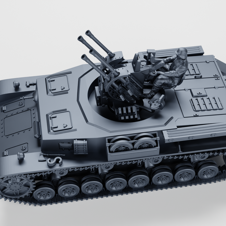 3D Printable Karl Wilhelm Krause Field Modified Flakpanzer IV + Gunner ...