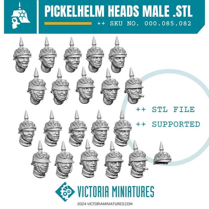 3D Printable Pickelhelm Heads Male by Victoria