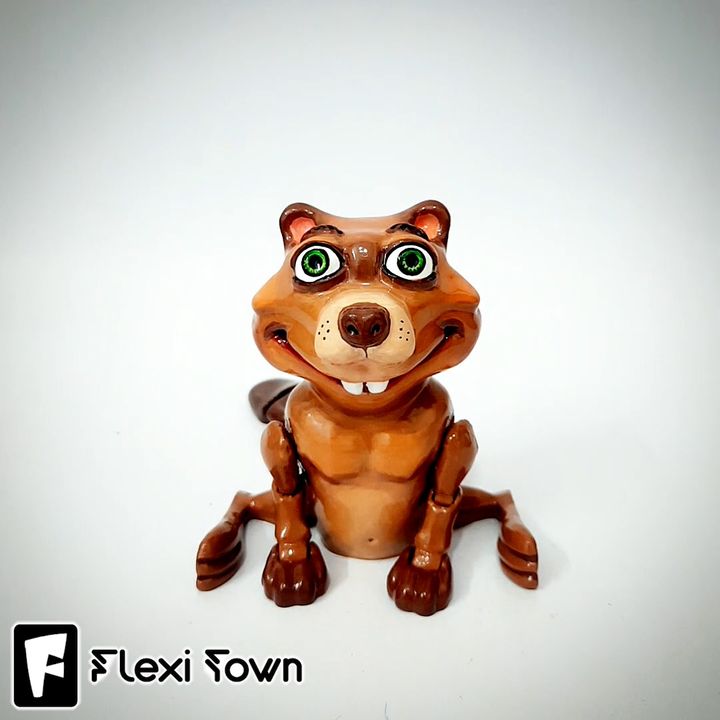 3D Printable Flexi Print-in-Place Beaver by Flexi Town