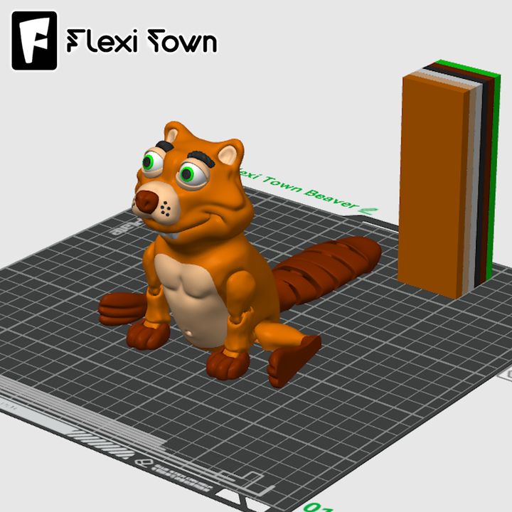 3D Printable Flexi Print-in-Place Beaver by Flexi Town