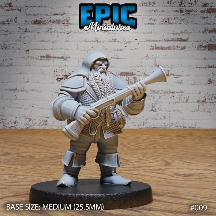 3D Printable Dwarf Army Musketeer / Dwarfen Warrior / Halfling Mountain ...