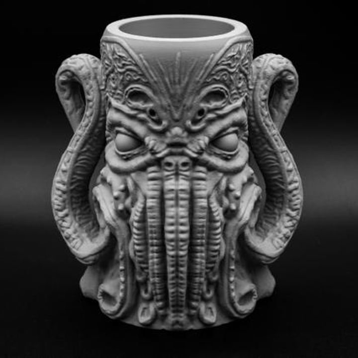 3D Printable Cthulhu Tiki Mug V2 by Lantern Lore