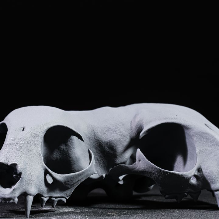 3D Printable Conjoined Domestic Cat Skull by Lantern Lore