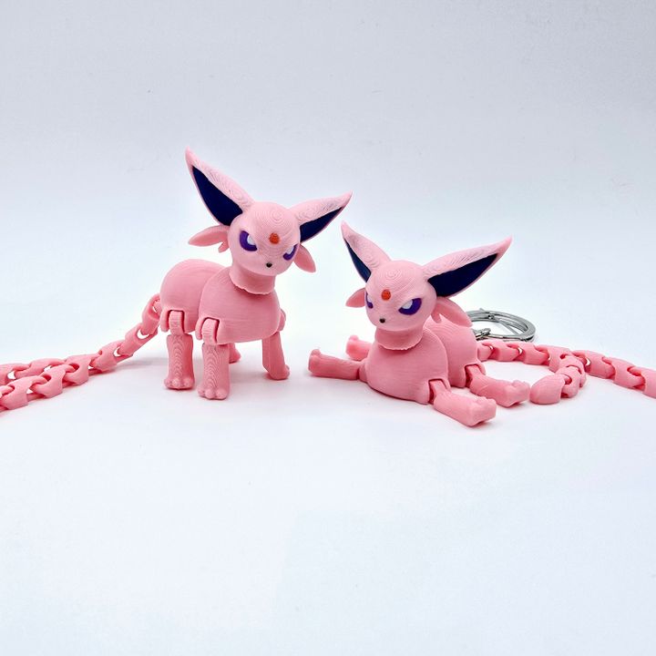 3D Printable Flexi Espeon Pocket Pet Keychain by Fillifuu
