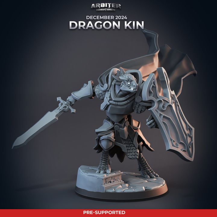 3D Printable Pre-supported Dragon Kin Paladin Male by Arbiter ...