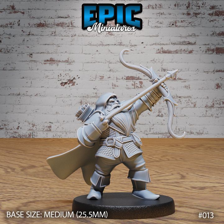3D Printable Dwarf Army Archer / Dwarfen Warrior / Halfling Mountain ...