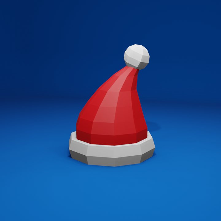3D Printable Low Poly Santa claus hat by KRESTANIT