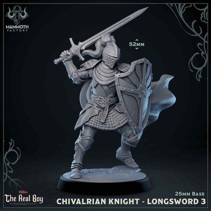 3D Printable Chivalrian Longsword Knight - Warband by Mammoth Factory