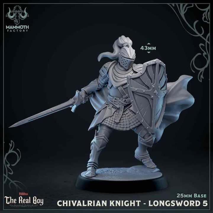 3D Printable Chivalrian Longsword Knight - Warband by Mammoth Factory