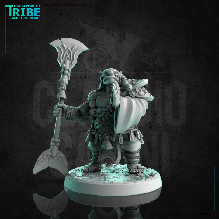 3D Printable (0249) Male ork monk shaolin with a oriental staff by ...