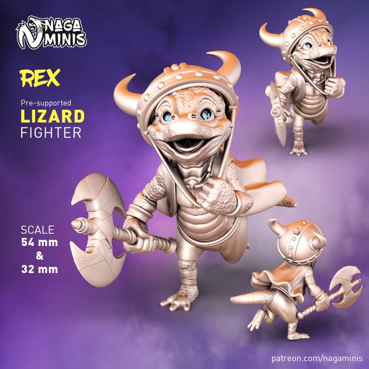 3D Printable (Pre-supported) Lizard Folk Fighter by Naga Minis