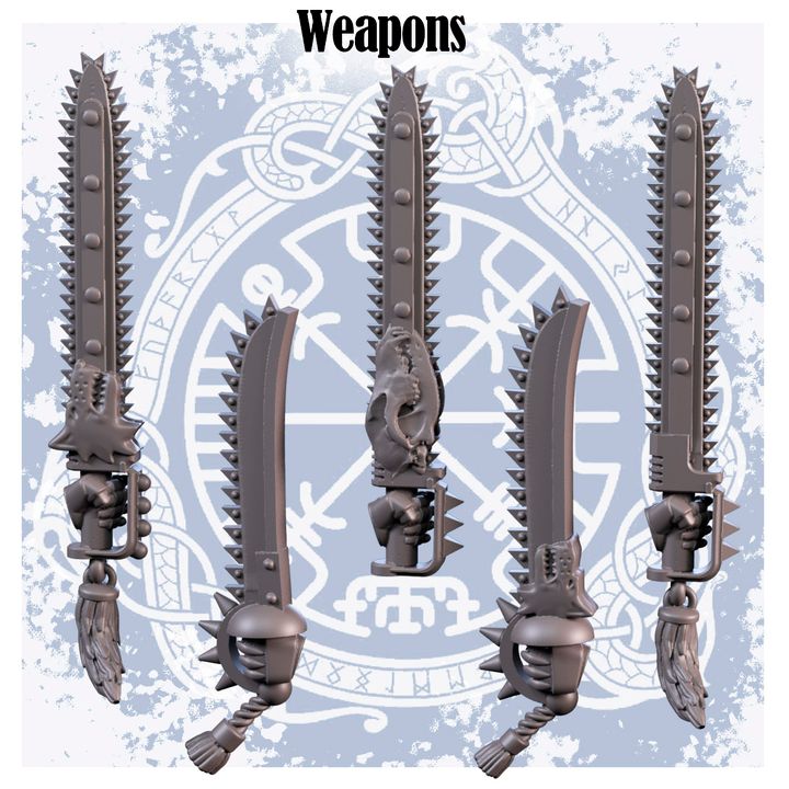 3D Printable Nord warriors chain swords by Sergeant Hammer