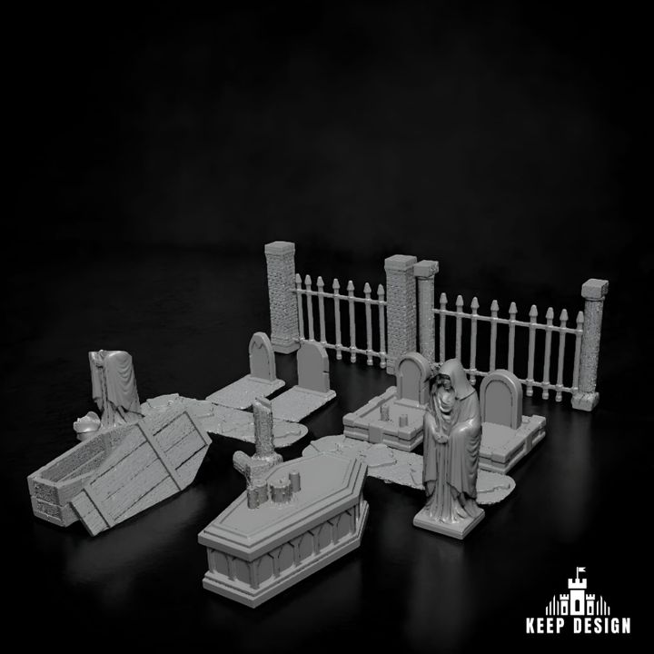 3D Printable Abandoned Cemetery set 13pcs by Keep Design