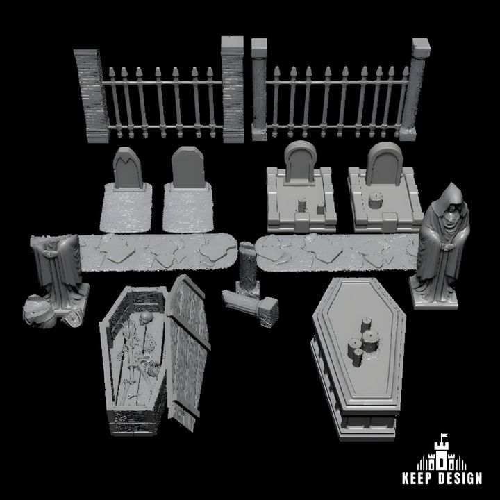 3D Printable Abandoned Cemetery set 13pcs by Keep Design