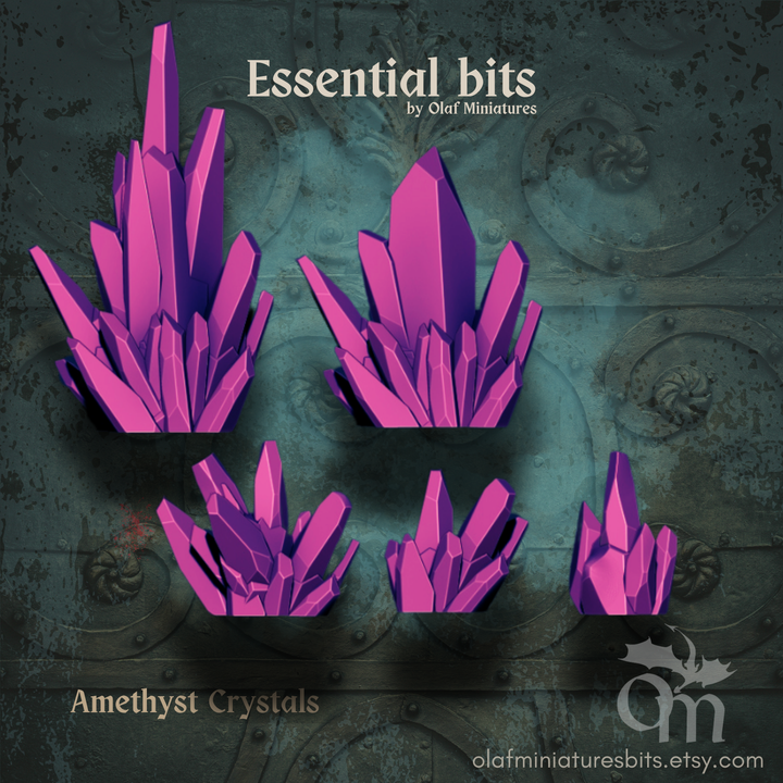 3D Printable Amethyst Crystals by Olaf Miniatures Bits